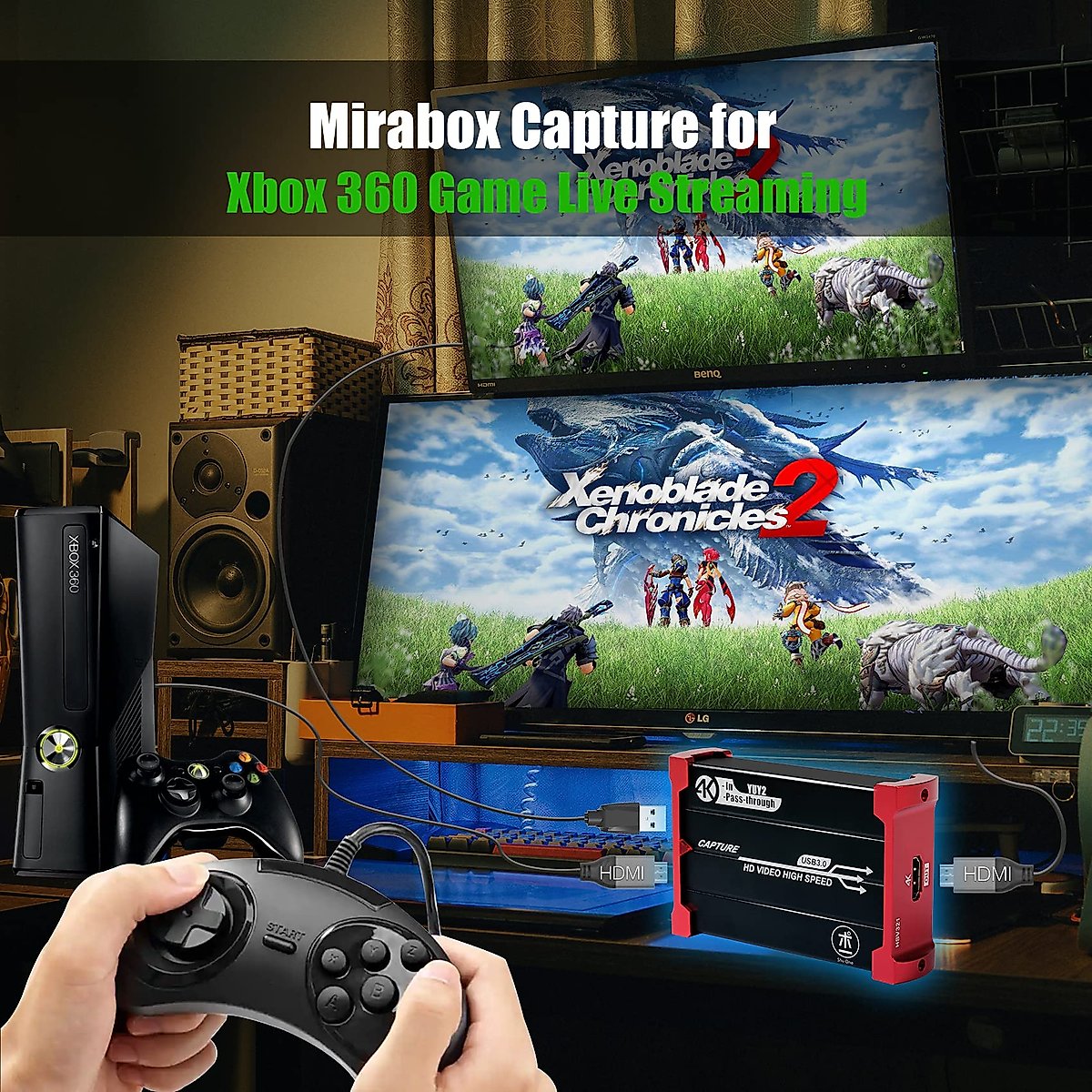 Mirabox Capture Card for Nintendo Switch,USB3.0 1080P 60FPS Video Audio Capture Card,Support 4K@30Hz Input and Passthrough for PS4 PS5 DSLR Xbox Streaming and Recording by OBS