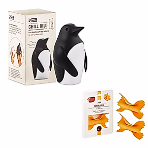 Chill Bill Refrigerator Deodorizer | Cute Fridge Deodorizer Odor Eliminator + Farfalloni-Shaped Pot Holders for Kitchen Cookware | Silicone Oven Mitts | Fun Kitchen Gadgets by Monkey Business