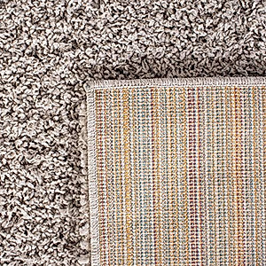 SAFAVIEH Venus Shag Collection 4' x 6' Taupe VNS520E Solid Non-Shedding Living Room Bedroom Dining Room Entryway Plush 1.8-inch Thick Area Rug