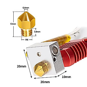 TRONXY MK10 Extruder Hot End Kit, 3D Printer Nozzles 0.4mm with Aluminum Heating Block, NTC 3950 100K Ohm Thermistor, 1M PTFE Teflon Tube Compatible with 3D Printers X5SA, X5SA PRO, XY-2PRO