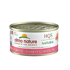 Almo Nature HQS Natural Made in Italy Salmon, Grain Free, Additive Free, Adult Cat Canned Wet Food, Flaked
