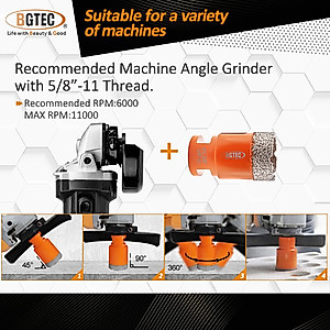 BGTEC 6pcs Dry Diamond Core Drill Bits Set for Porcelain Tile Ceramic Marble Brick Hole Saw Mixed 6/8/10/25/35/50MM