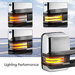 MOSTPLUS Power Heated Towing Mirrors Compatible for Chevy Silverado Suburban Tahoe GMC Serria Yukon 2003-2006 w/Sequential Turn light, Clearance Lamp, Running Light(Set of 2) (Chrome)