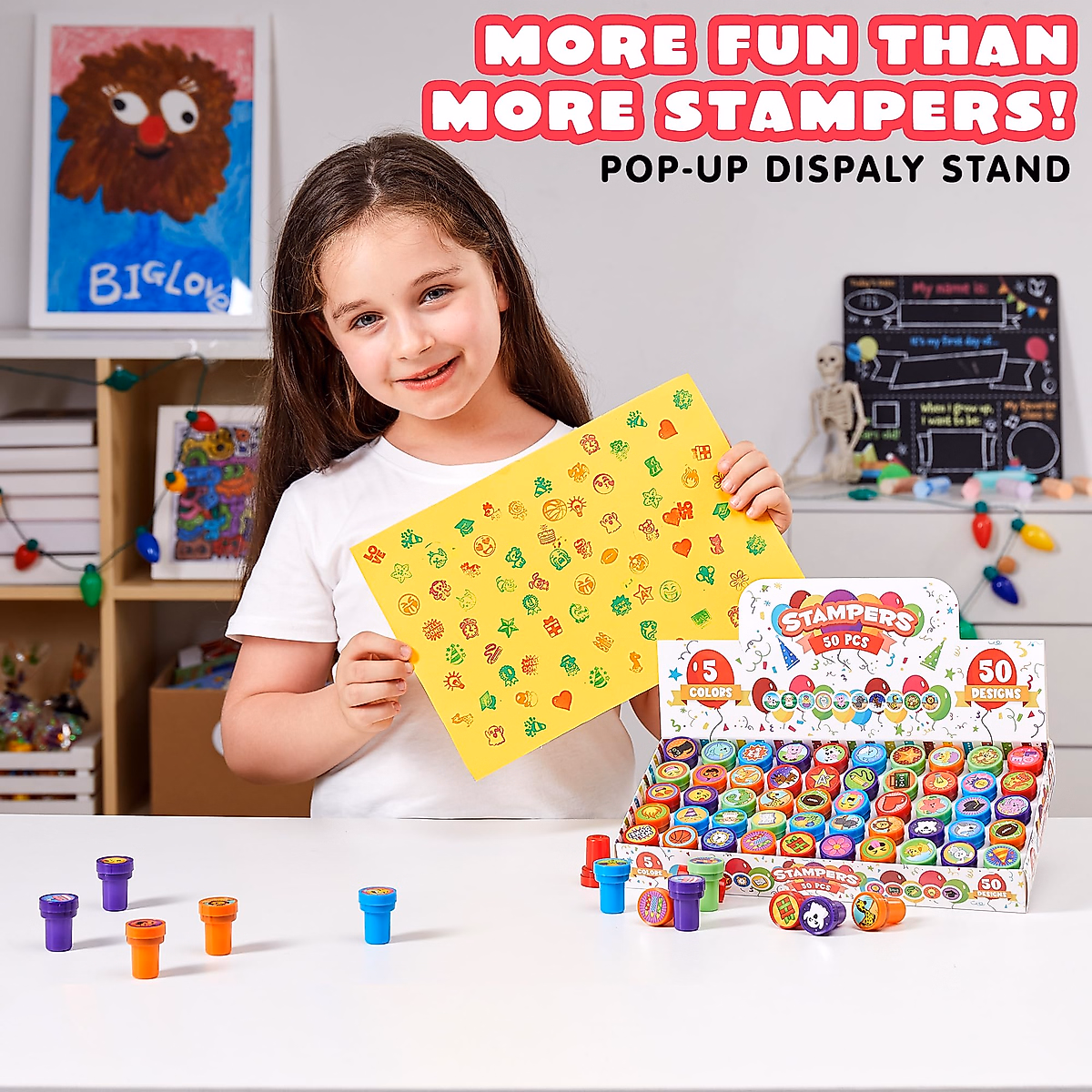 JOYIN 50 Pcs Assorted Stamps for Kids - Self-ink Stamps with 50 Designs for Birthday Party Favor, Carnival Prizes, School Stampers, Goodie Bag, Halloween, Christmas (Zoo, Holiday Stampers)