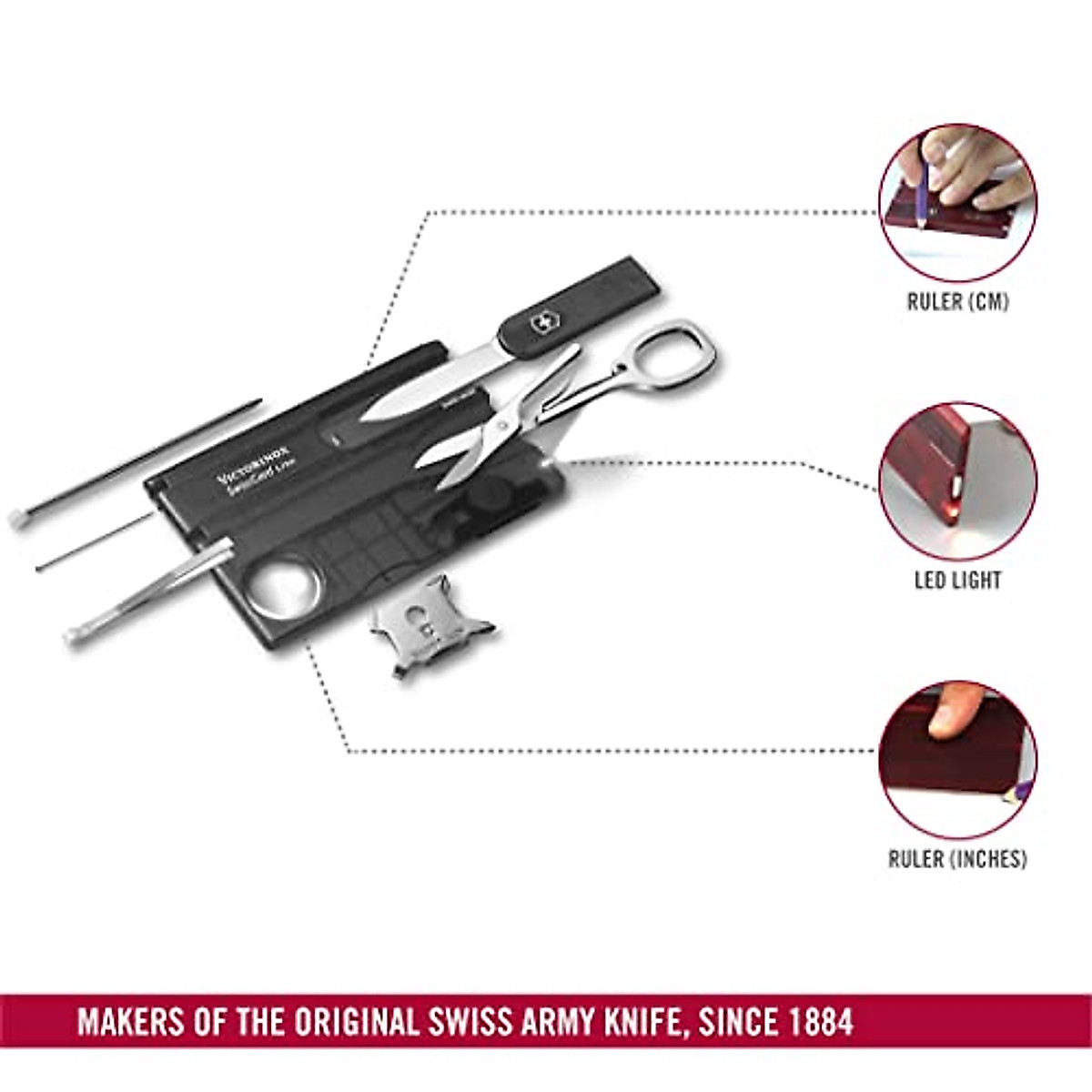 Victorinox Men&#039;s Taschenwerkzeug Swisscard Lite Onyx Pocket Knife-Set, Black Transparent, One Size, Alloy Steel