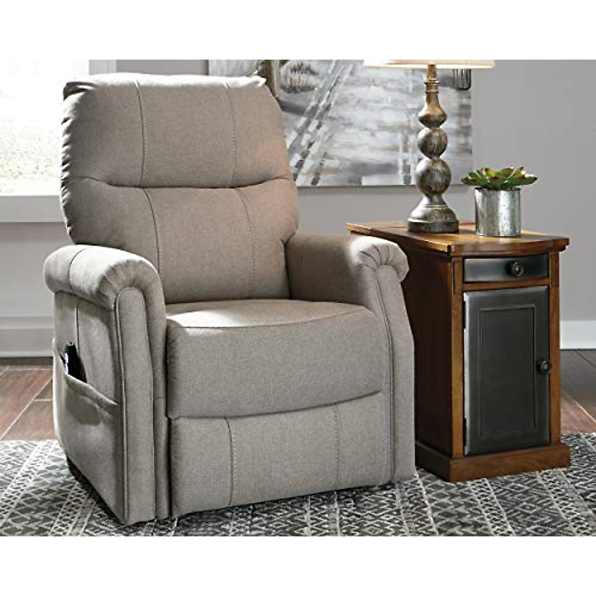 Signature Design by Ashley Markridge Modern Electric Power Lift Recliner for Elderly, Gray