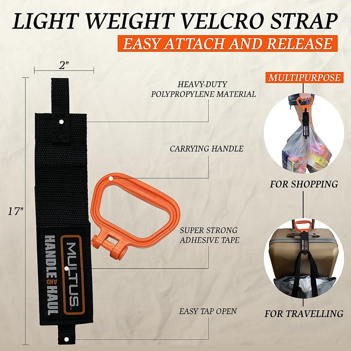 MULTUS Hook & Loop Storage Strap | Heavy Duty Velcro Tool Organizer with Carry Handle | Great RV Accessories for Men | Super Strong Storage Organizer for Garage, Travel, Home, Camping 3 Pack