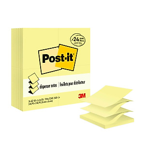 Post-it Pop-up Notes, 3x3 in, 24 Pads, America's #1 Favorite Sticky Notes, Canary Yellow, Clean Removal, Recyclable (R330-24VAD)