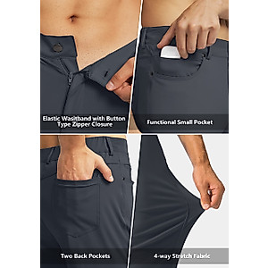 G Gradual Men's Stretch Golf Pants with 6 Pockets Slim Fit Dress Pants for Men Travel Casual Work (Dark Grey, XL)