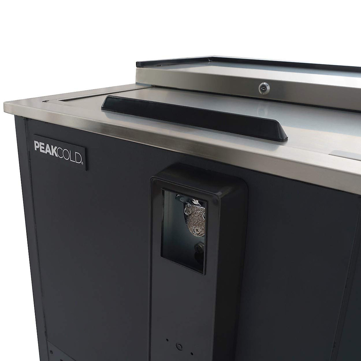 PEAKCOLD Small Deep Well Horizontal Bottle Cooler; Slide Top Bar Refrigerator; 4.5 Case Capacity