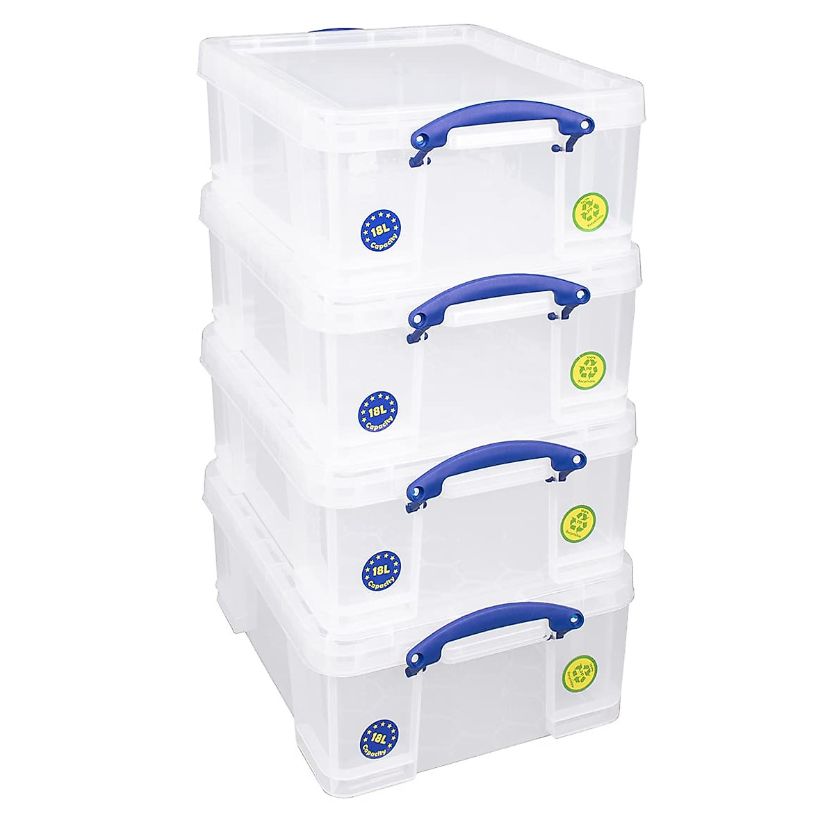 Really Useful Storage Box Plastic Lightweight Robust Stackable 18 Litre W390Xd480Xh200Mm Clear - Ref 18C