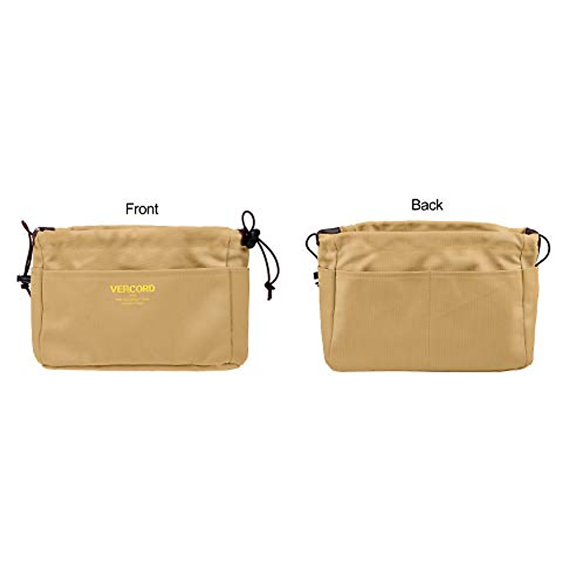 Vercord Canvas Handbag Organizers, Sturdy Purse Insert Organizer Bag in Bag, 10 Pockets Khaki Small