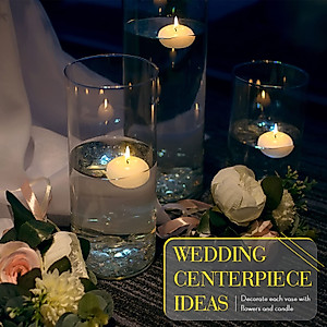 48 Pack 2 inch Floating Candles 3-4 Hours Long Burning Unscented White Floating Candles for Cylinder Vases Valentine's Day, Party Wedding Centerpieces Pool Holiday Romantic Night Decorations