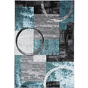 Rugshop Contemporary Abstract Circle Design Soft Area Rug 7'10" x 10'2" Gray