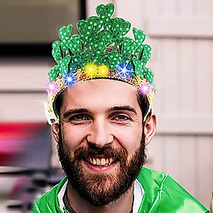 CAKURE Saint Patrick's Day Accessories Light Up Shamrock Headband Queen Hairbands St Patty's Day Hair Hoop Festive Party Hair for Women and Girls