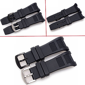 Kevisae Black Concave Lug Rubber Silicone Watch Band Strap for IWC Watch Replacement Rubber Silicone Band-IWC Watch Strap IW322503 IW323601 IW376501 (Silver buckle)