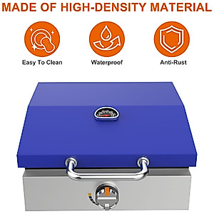 Hard Cover Hood with Temperature Gauge for Blackstone 17 inch Table Top Griddle, 5010 Hinged Lid for 17" Blackstone 1650, 1832, 1971, 2142 Portable Grill, Blue