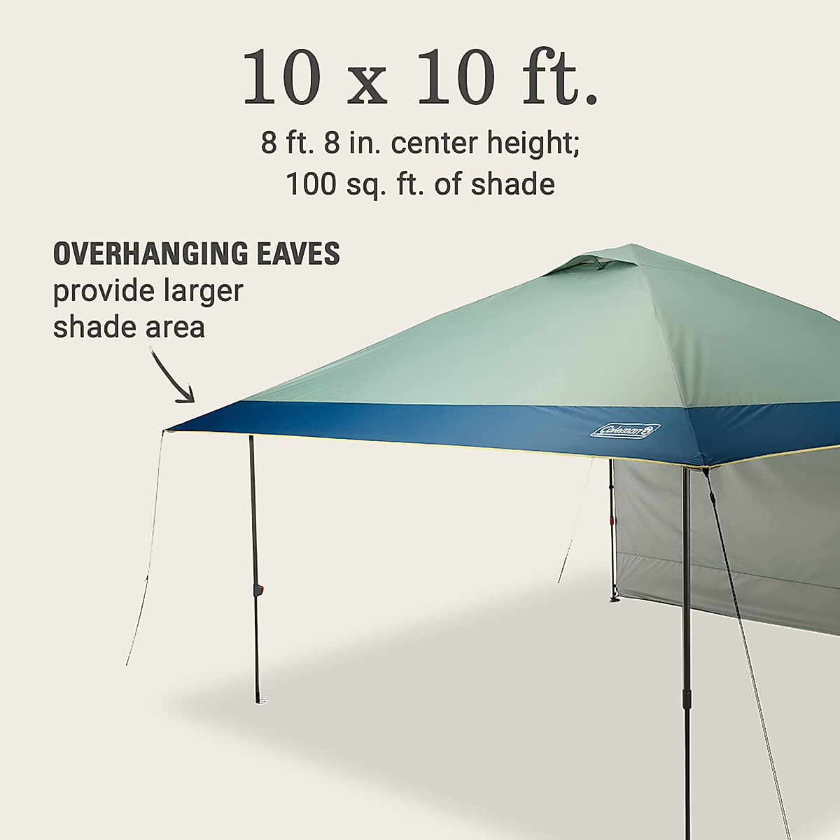 Coleman Oasis Pop-Up Canopy Tent with Wall Attachment, 10x10ft/13x13ft, Portable Shade Shelter with Easy Setup & Takedown, Great for Campsite, Park, Backyard, Tailgates, Beach, & More