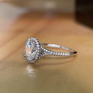 CGSRING 1.5 Carat Oval Cut Moissanite Engagement Ring Hidden Halo Oval Moissanite Rings for Women (9.5)