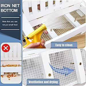 Wood Squirrel Feeder for Outside, White Bench Chair Squirrel feeders Durable Squrrill Picnic Table with 2 Corn Cob Holders for Chipmunk Squirrels…