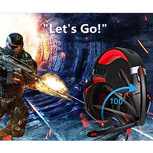 KOKITEA Voice Changer Gaming Headset for Phone/PS4/Xbox/Switch/IPad/Computer/Kids, Over-Ear Headphones with Volume Control LED Light Cool Style Stereo for PS4,PC,Xbox One (red)