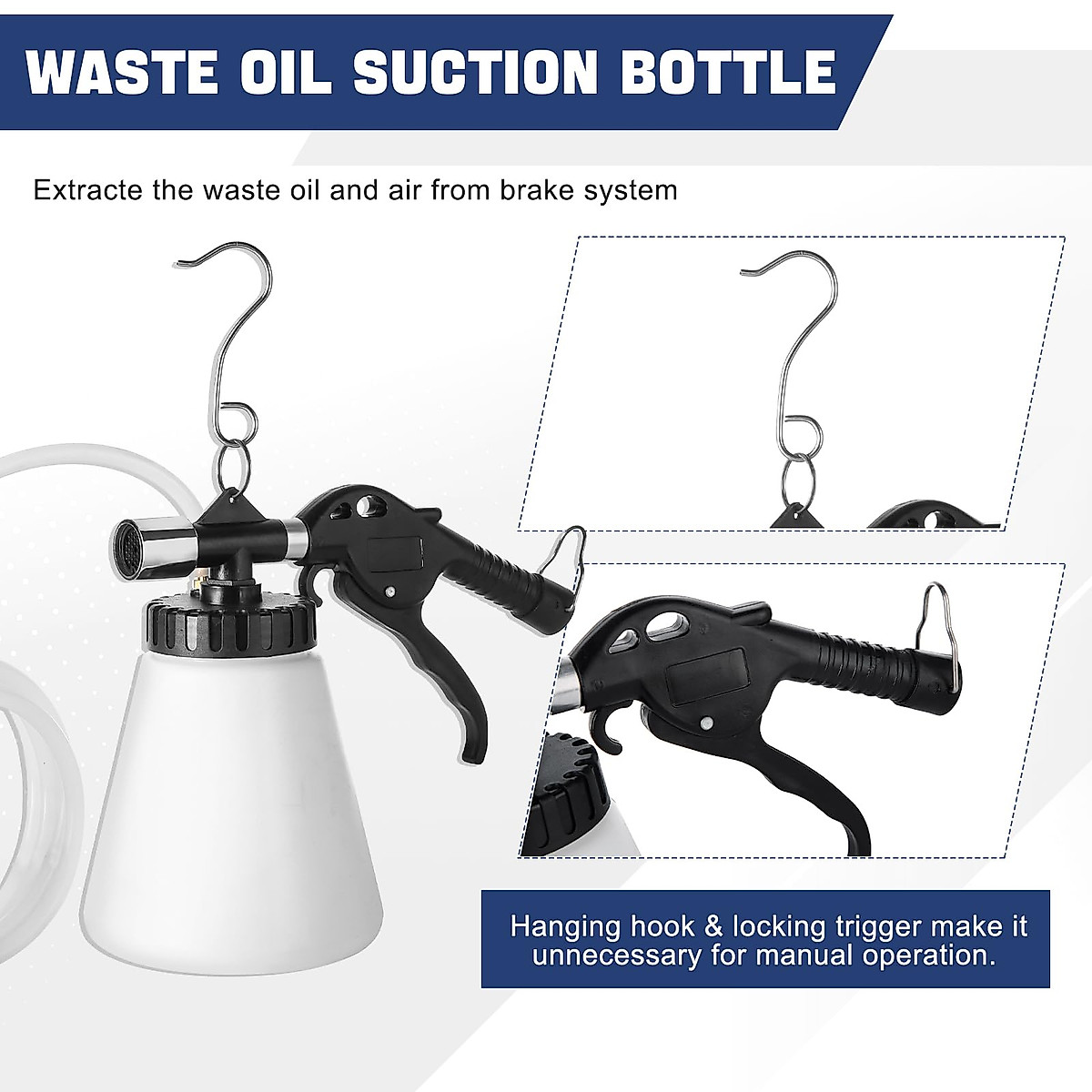 DASBET Pneumatic Brake Fluid Bleeder Tool with 4 Master Cylinder Adapters 90-120 PSI