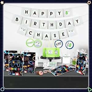 50Pcs Video Game Party Favor Bag Neon Video Game Party Bags Gaming Sweet Goody Candy Treat Bags Game on Theme Party Decor Plastic Gift Bag Birthday Snack Bag for Kids Birthday Party Supplies