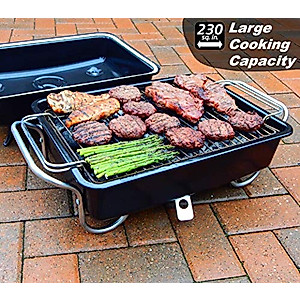 Raptor Grilling - Optimized Portable Charcoal Grill Smoker - Barbecue for Camping, Tailgating & Travel – Go Anywhere With This Tabletop Outdoor BBQ Cooker and Char-Grill, Broil, Smoke or Hibachi-BLACK