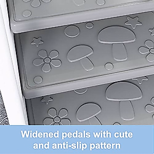 Toddler 3 Step Stool Standing Tower for Kids Plastic Learning Helper Stool for Kitchen Counter Book Shelf Bathroom Sink Toilet Potty Training with Handles(Gray)