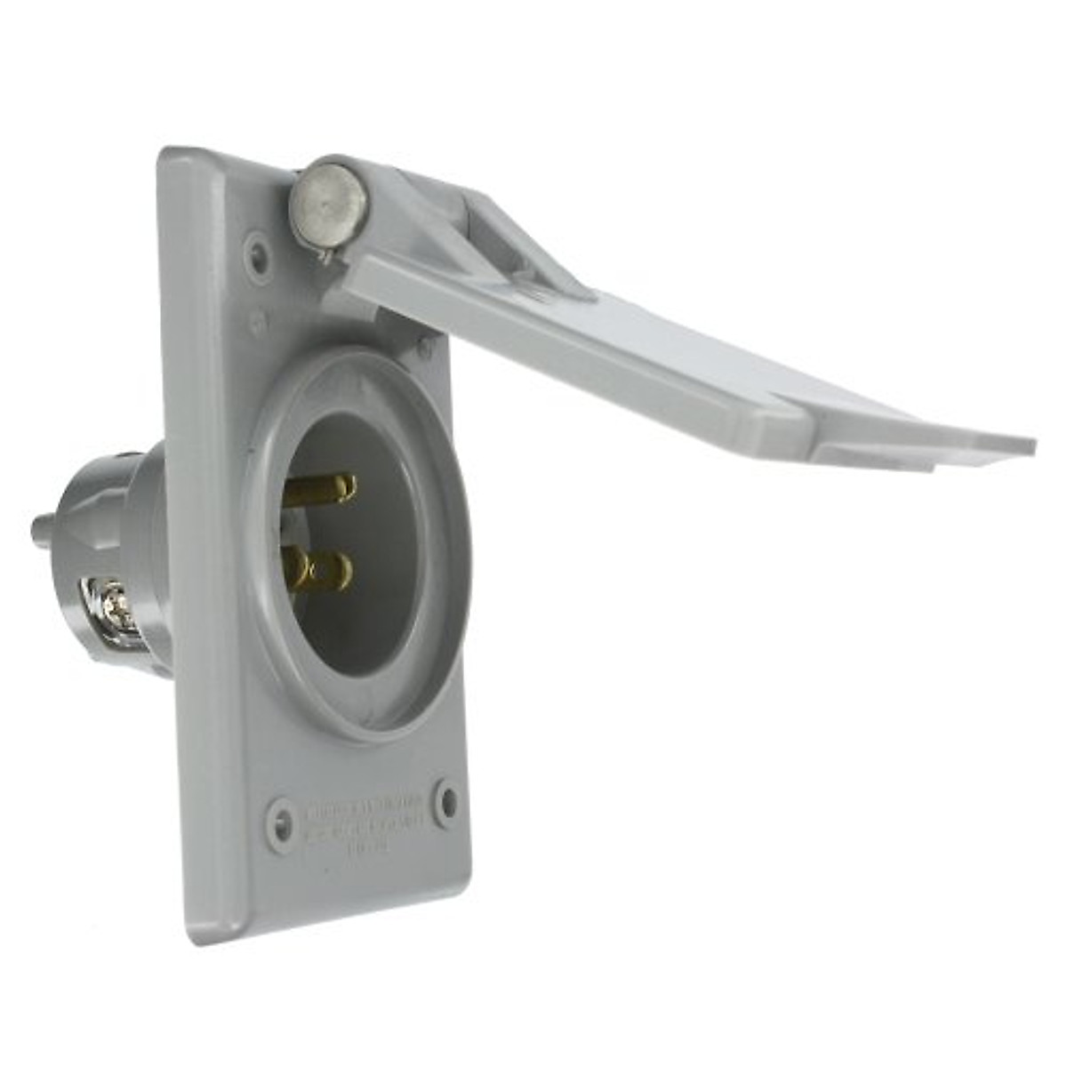 Leviton 5278-CWP Straight Blade Flanged Male Power Inlet Receptacle, 15 A, 125 V, Nylon Face, Body and Strap, Gray & Sigma Engineered Solutions, Gray Sigma Electric 14250 1/2-Inch 3 Hole 1-Gang Box
