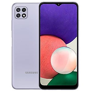 SAMSUNG Galaxy A22 5G (128GB, 4GB) 6.6" 90Hz, Android 11, 48MP Triple Camera, Dual SIM 4G Volte Unlocked (US + Global, GSM Only) International Model A226BR/DSN (Extra Fast Charger Bundle, Violet)