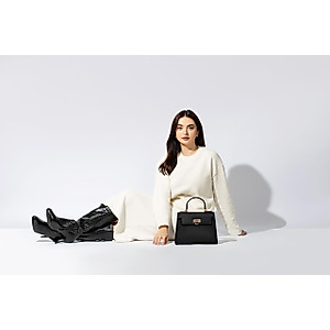 Layla Women’s Top-Handle Handbags – Luxury Crossbody Purse Shoulder Bag for Women – Leather Handbag, Detachable Strap(Black)