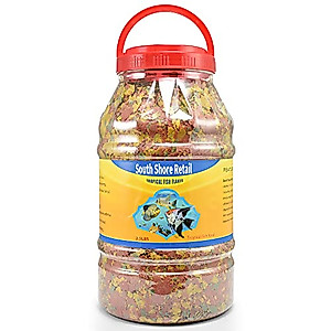 SOUTH SHORE RETAIL, LLC Premium Tropical Fish Food Flakes - 2.5lb Bulk Fish Food| Nutritionally Balanced Fish Food| Tropical Flakes with Color| Nutritious Diet with Shrimp, Plankton, and Spirulina