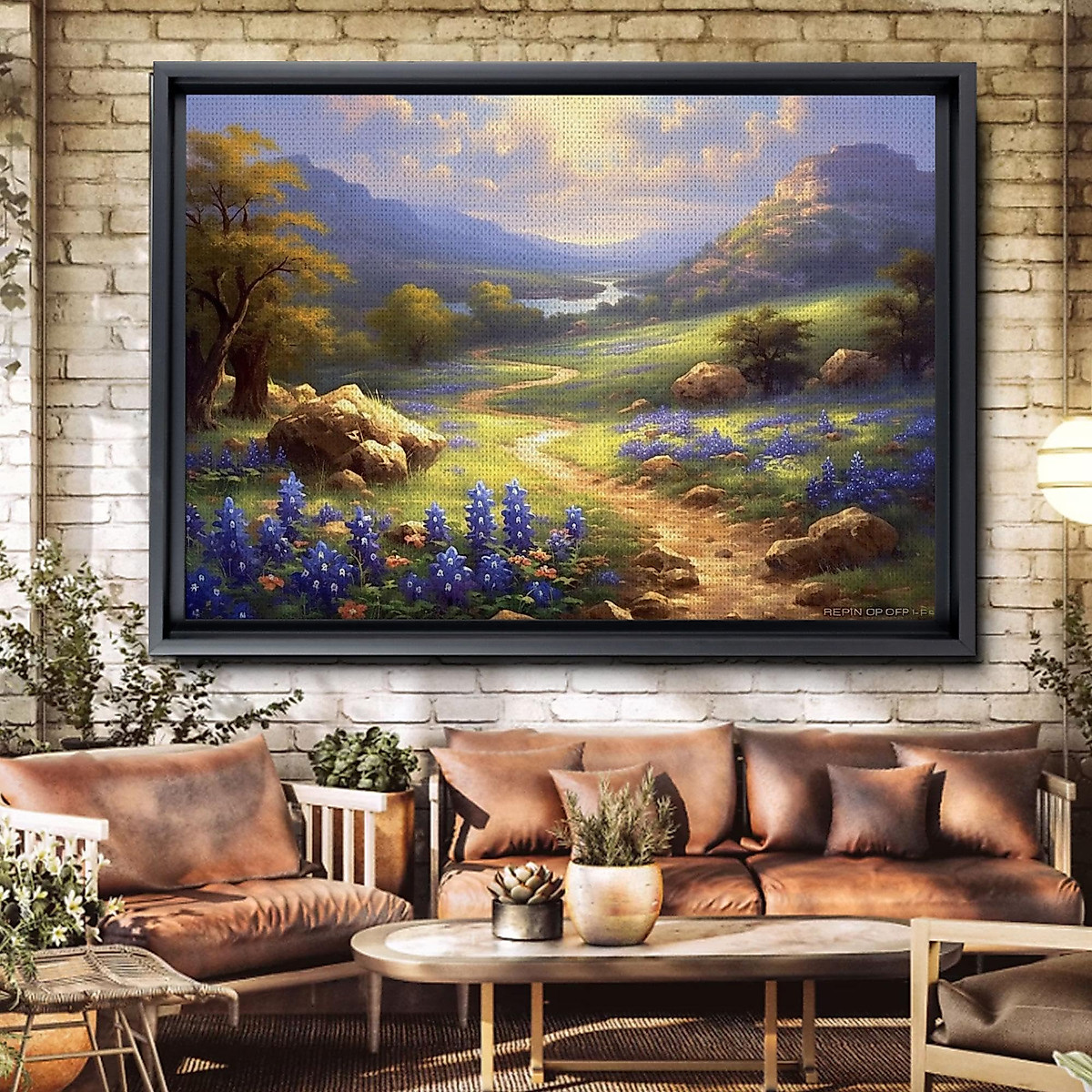 Enchanting Texas, Native Texas Hill Country Bluebonnet Landscape - Fine Art Print Mounted in a White Mat Board