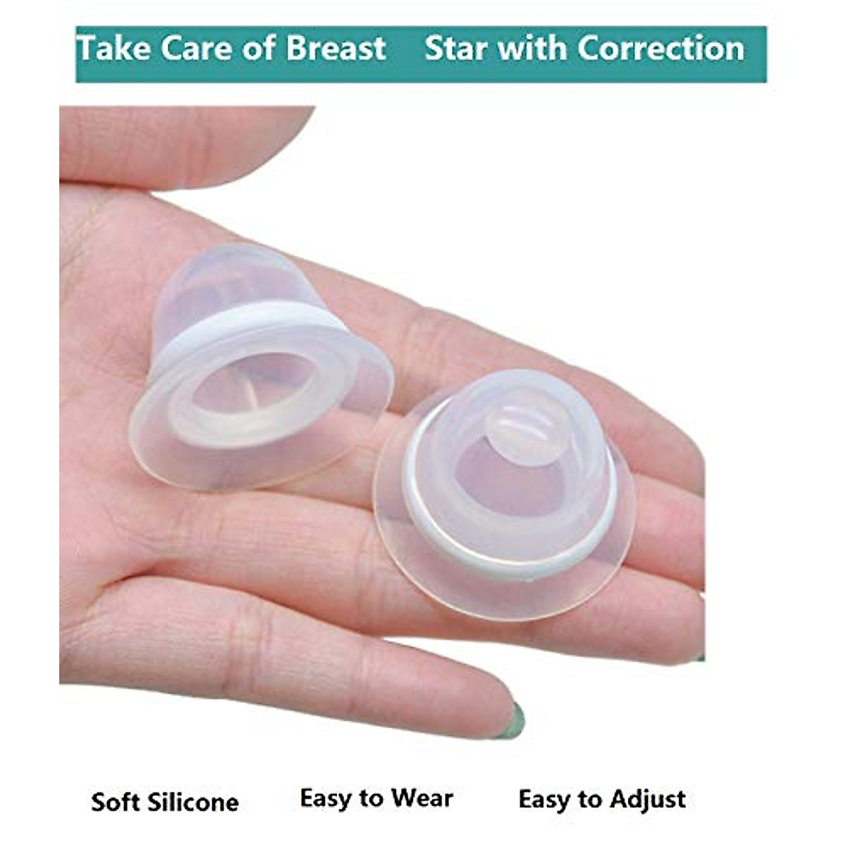 Finever 2Pair Nipplesuckers Nipple Corrector for Flat Inverted Nipples for Breastfeeding Mother or Women Silicone with Clear Case