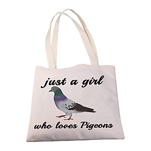 MBMSO Pigeon Tote Bag just a Girl who Loves Pigeons Gifts for Women Pigeon Lover Gift Shoulder Shopping Bag Bird Owner Gifts (Pigeons tote bag)