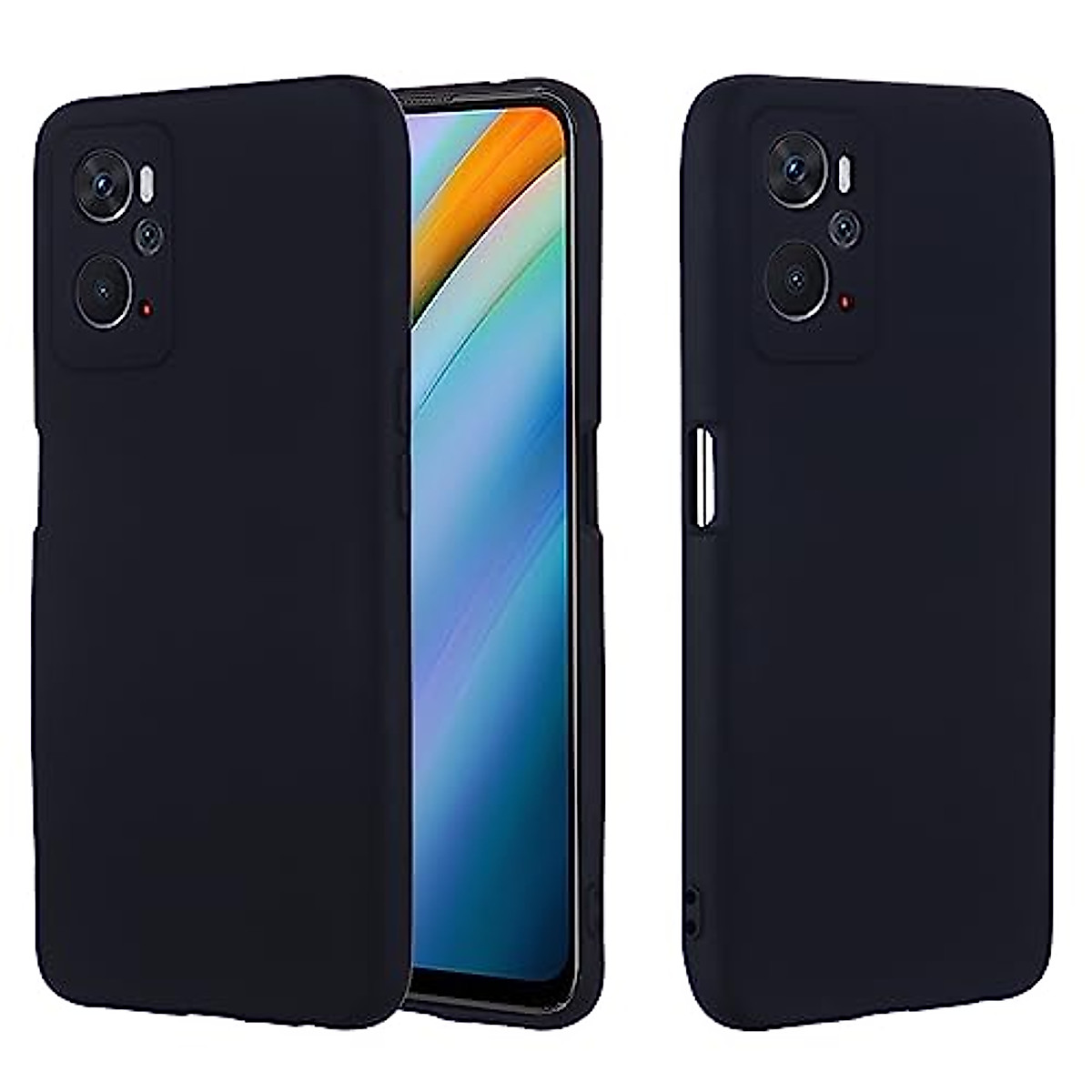 Case for Oppo K10, Liquid Silicone Protective Phone Case for Oppo K10 with Silicone Lanyard, Slim Thin Soft Shockproof Cover for Oppo K10 Silicone Case Black