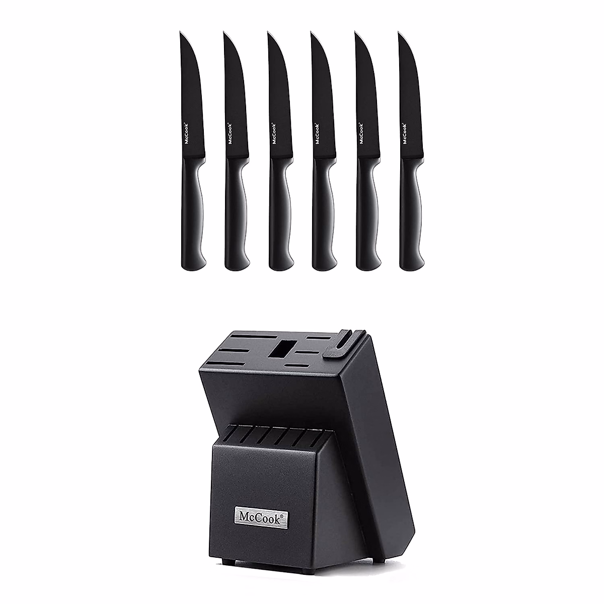 McCook MC59B Steak Knives Set of 6 + McCook Knife MC21Block