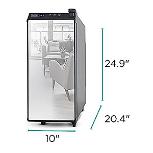 BLACK+DECKER Thermoelectric Wine Cooler Refrigerator with Mirrored Front, Freestanding 12 Bottle Wine Fridge, BD60336