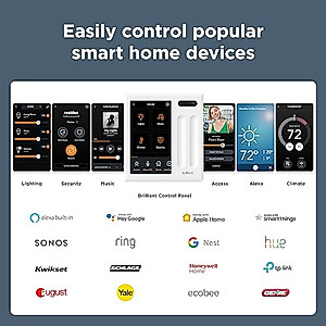Brilliant Smart Home Control (1-Switch Panel) — Alexa Built-In & Compatible with Ring, Sonos, Hue, Google Nest, Wemo, SmartThings, Apple HomeKit — In-Wall Touchscreen Control for Lights, Music, & More