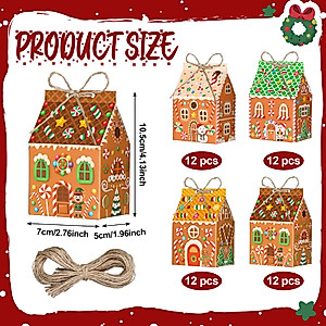 Zhanmai 48 Pcs Christmas Treat Boxes Candy Gingerbread House Mini Christmas Party Favor Box Small Paperboard Christmas Gift Boxes for Xmas Holiday Party Treat Cookie Goodie Snack Gift Packaging