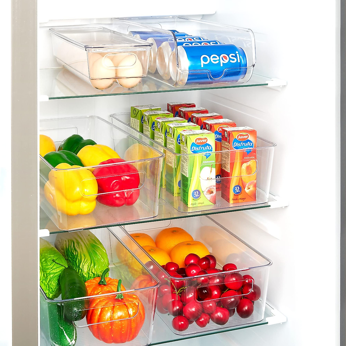 4 pack pantry organization and storage and 8 pack refrigerator organizer