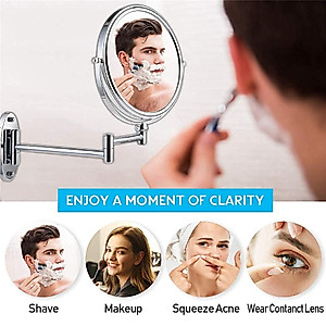 LEJDI Makeup Mirror, 3X Magnification Extendable Double Sided Bathroom Mirror Swivel Folding Round Shape Cosmetic Vanity Mirror (Color : Black, Size : 8inch 3X)