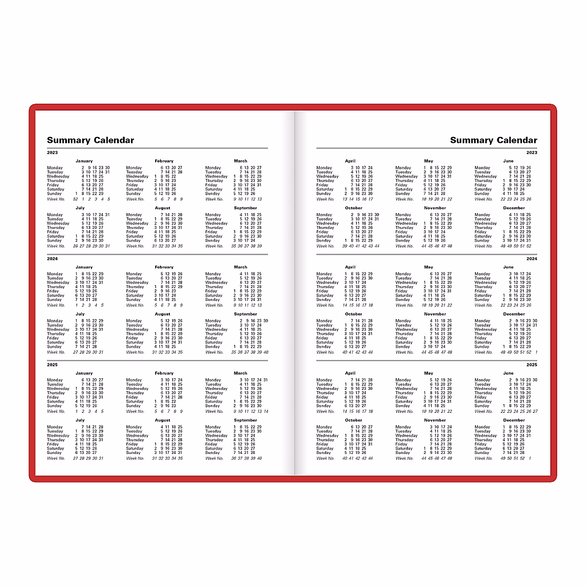 Letts of London Standard Daily Planner, 12 Months, January to December, 2024, Day-Per-Page, A5 Size, 8.25" x 5.875", Burgundy (C10XBY-24)