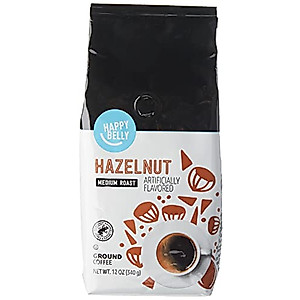 Amazon Brand - Happy Belly Hazelnut Flavored Ground Coffee, Medium Roast, 12 Ounce