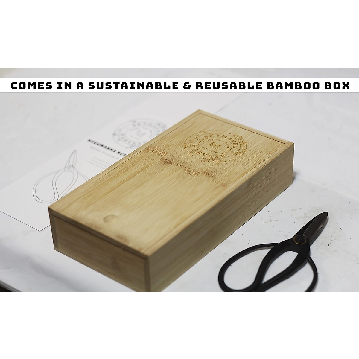 Bonsai Pruning Scissors for indoor outdoor gardening, Higurashi Bonsai Shears in a bamboo gift box, Versatile tool for use around the kitchen, house and garden