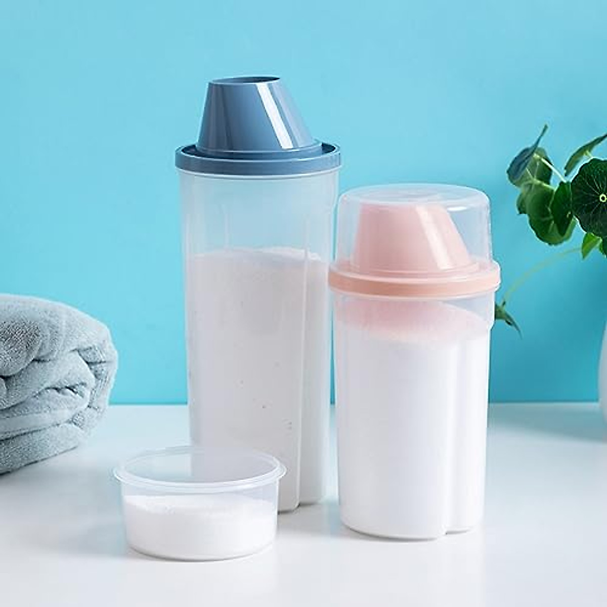 lasenersm 2 Pieces Laundry Detergent Dispenser Washing Powder Container Laundry Soap Dispenser Laundry Powder Detergent Storage Box Rice Container Cereal Container Grain Container(Multicolor, L)