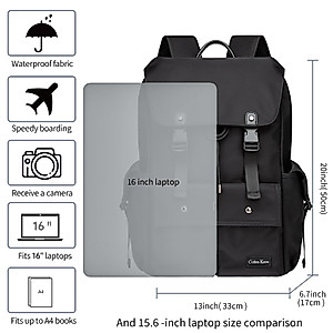 Colins Keirs Laptop Backpack 17 Inch. Drawstring Anti-theft Waterproof Tech Backpack with Laptop Compartment, Black 30L