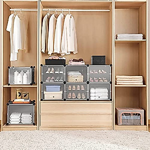 YIHATA Shoe Rack Organizer 32 Pairs Shoe Storage Cabinet 8-Tier DIY Expandable Free Standing Shoe Cabinet for Entryway Closet Bedroom Hallway with Versatile Hook (Black)