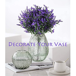 SAYW Artificial Flowers 10 Bundles Artificial Lavender Fake Flowers, Lifelike UV Resistant No Fade Faux Plastic Plants for Indoor Outdoor Home Office Garden Wedding Decorations(Purple)